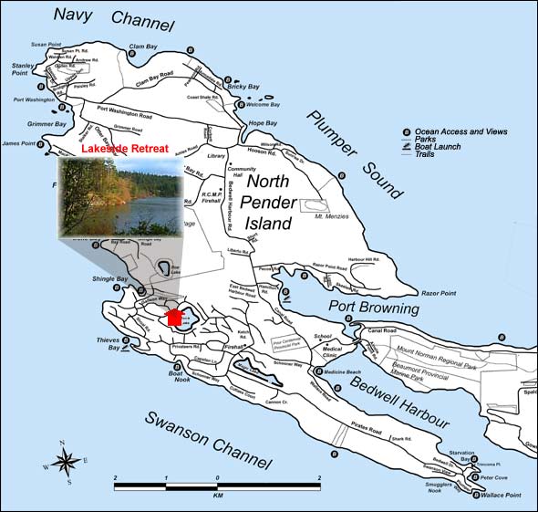 Eagles Cove vacation accommodation, North Pender Island Map - Providing ...