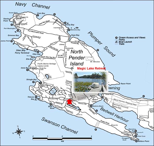 Eagles Cove vacation accommodation, North Pender Island Map - Providing ...